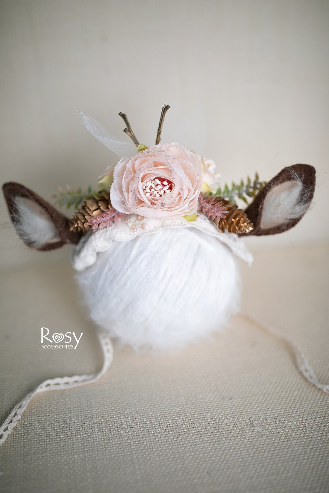 Baby Fawn Ears Headband Animal Antler Headband Flower Crown - Etsy