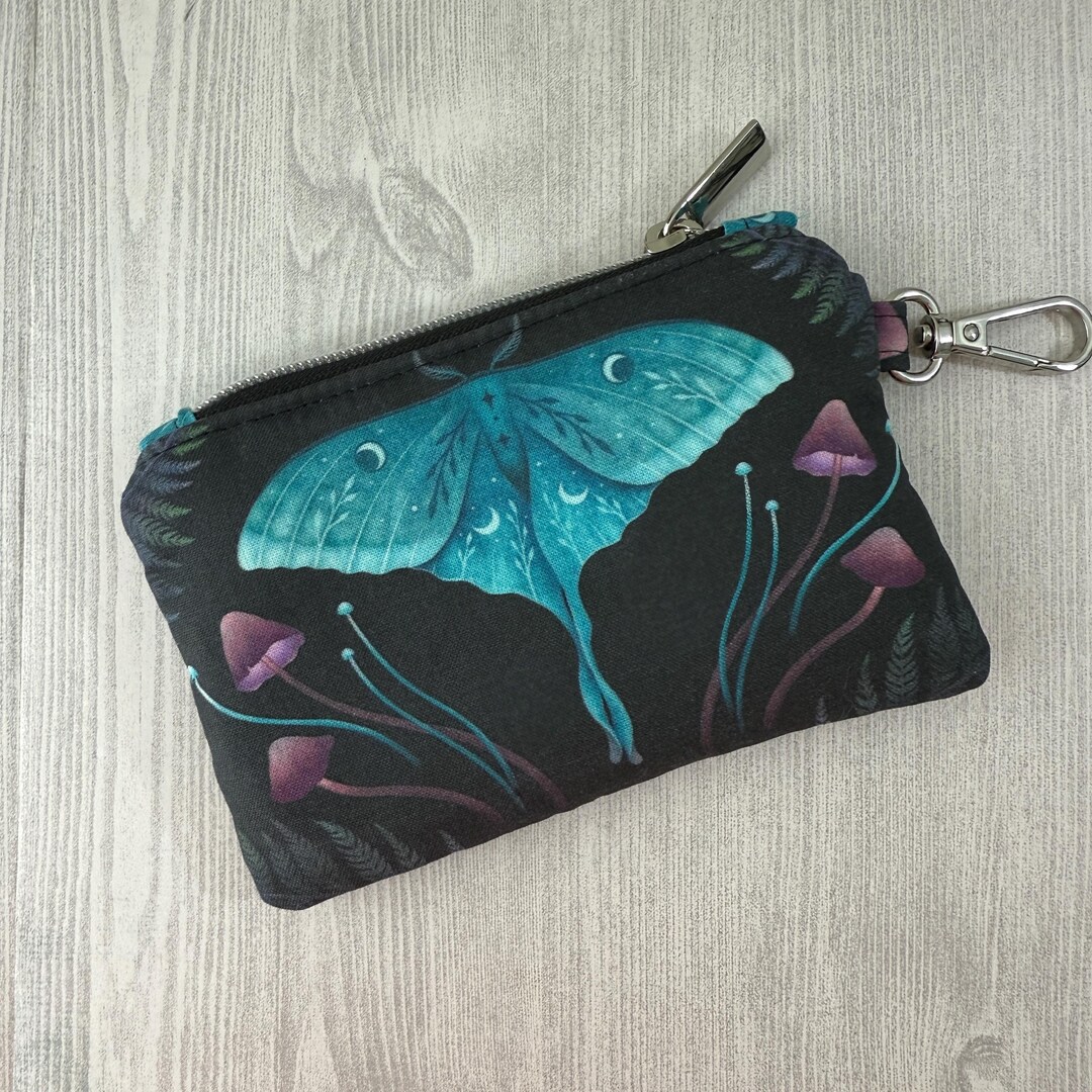 Luna Moth Zipper Pouch, Luna Moth Pouch, Dark Aesthetic Moth Bag, Moth ...