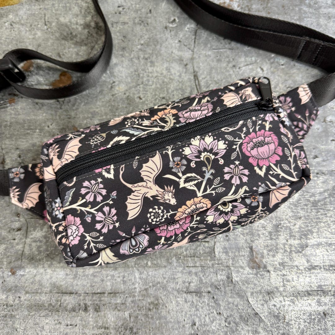 Floral Dragon Fanny Pack, Dragon Bum Bag, Waist Pack, Hip Bag, Belt Bag ...