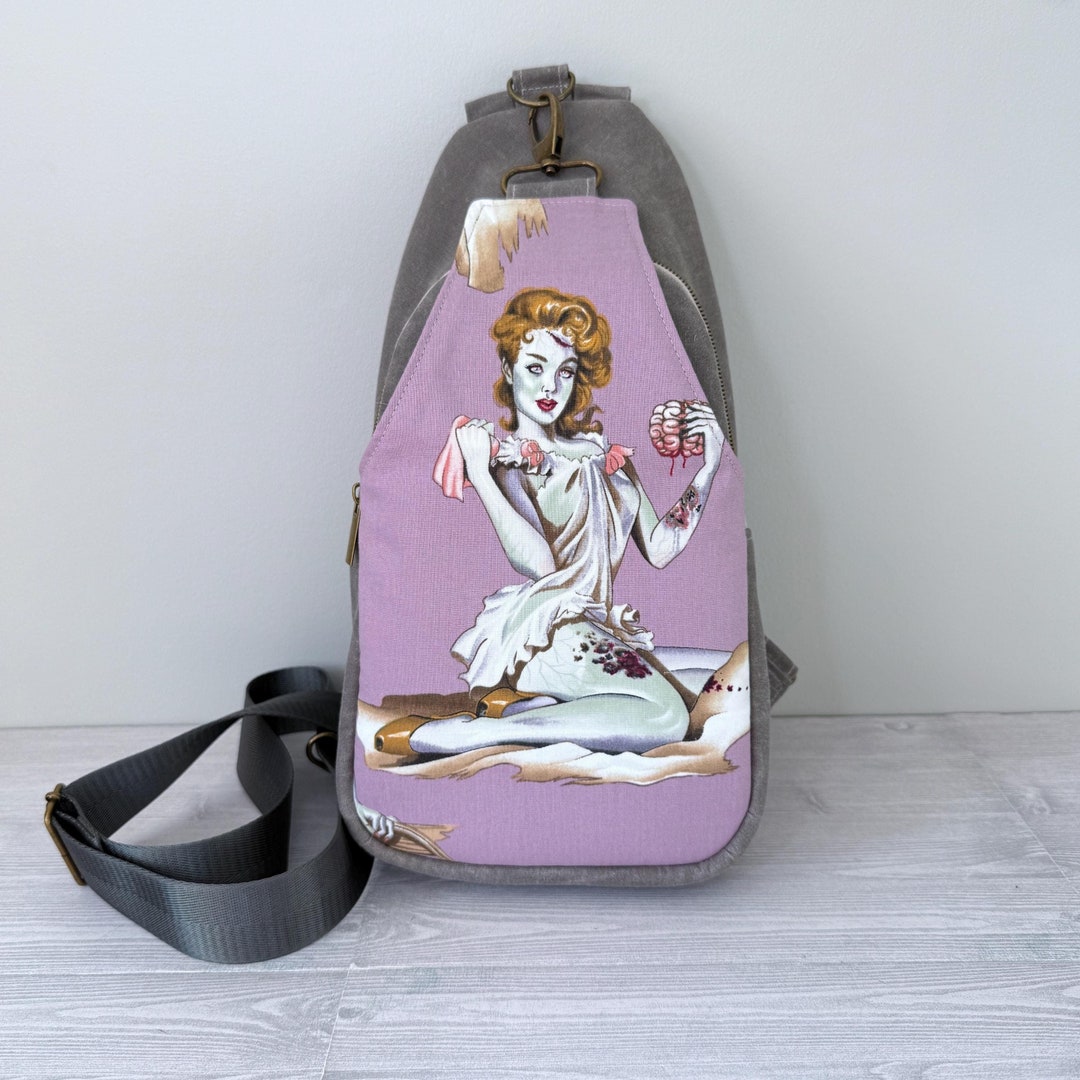 Zombie Sling Bag, Zombie Crossbody, Zombie Purse, Waxed Canvas Sling ...