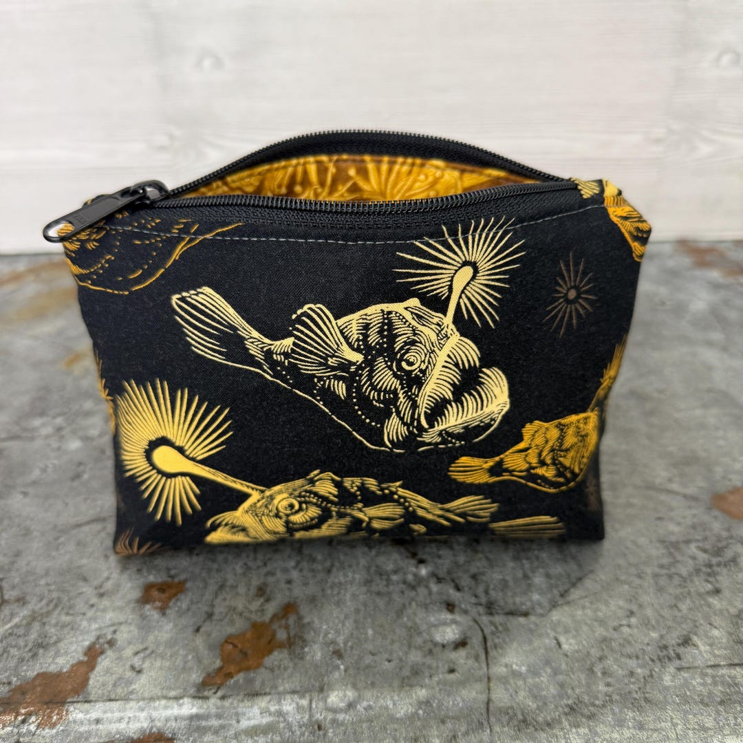 Anglerfish Pouch, Anglerfish Zipper Pouch, Deep Sea Gift, Anglerfish ...