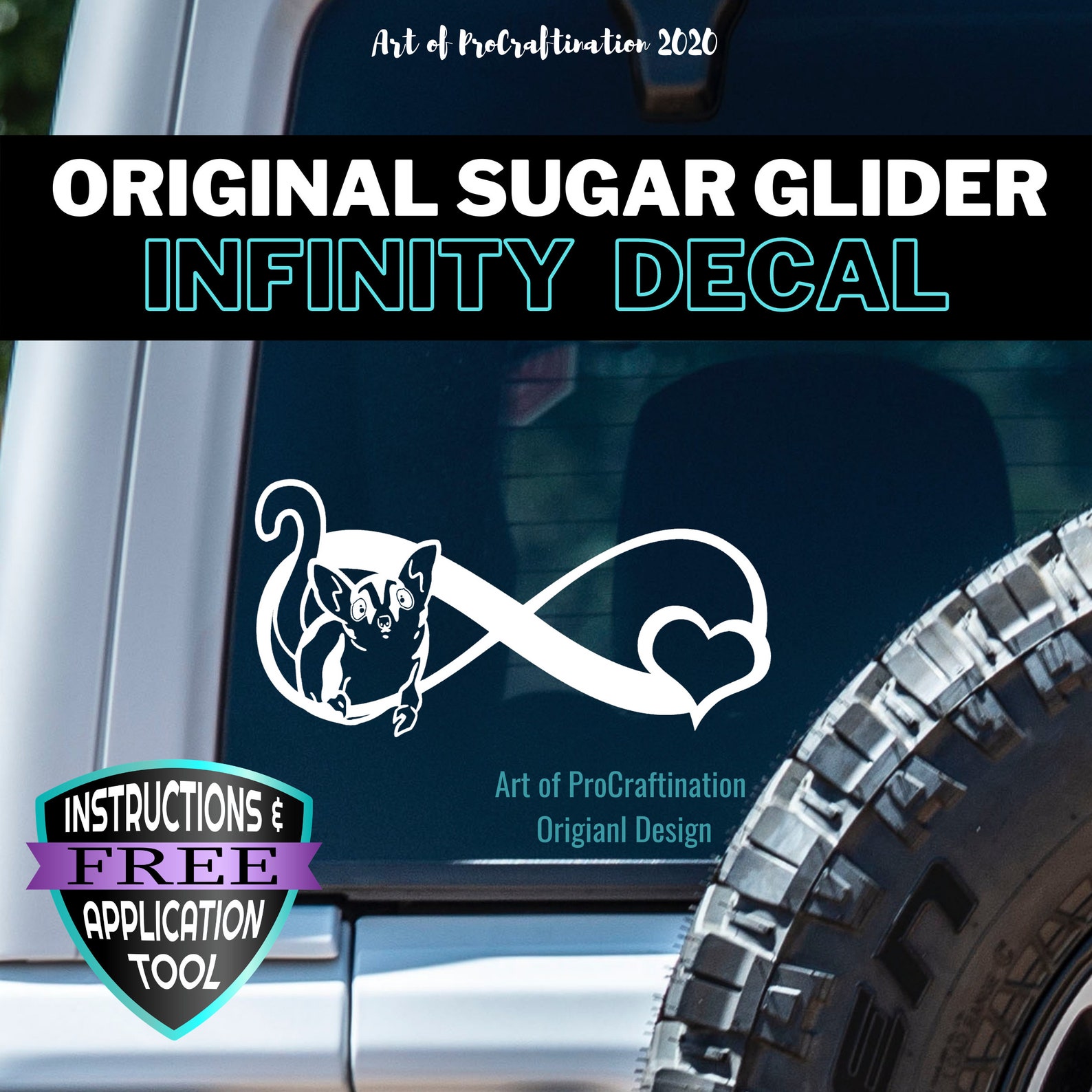 Sugar Glider Car Decal Sugar Glider Sticker Infinity Heart - Etsy