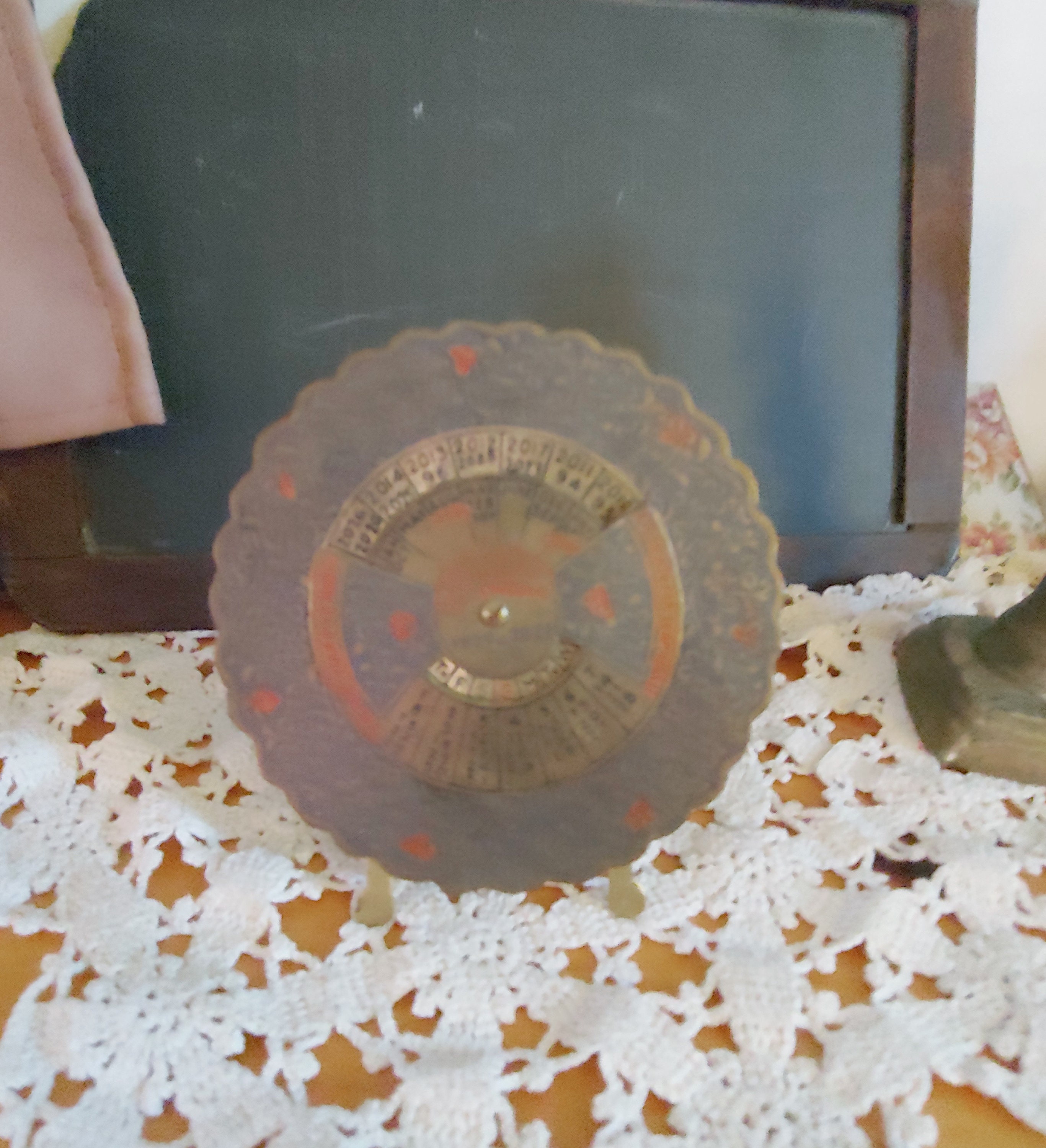 Vintage Brass and Enamel Calendar - Etsy