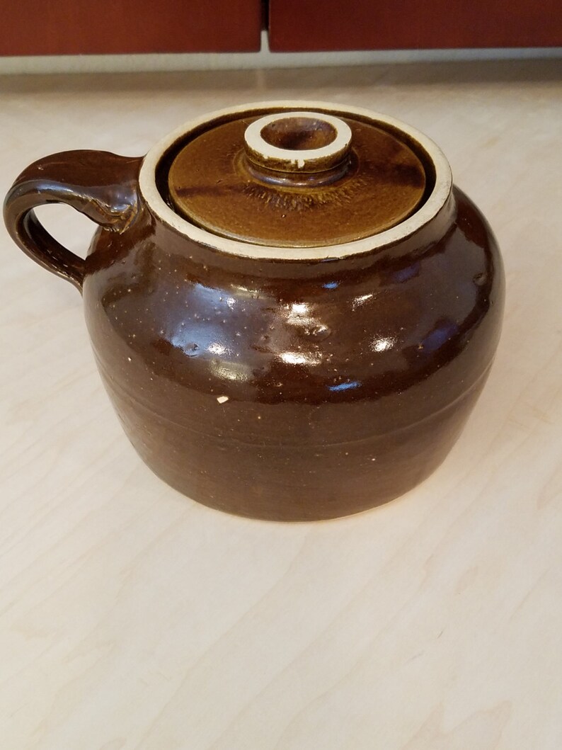 Brown Stoneware One Handle Crock With Lid Number 2 - Etsy