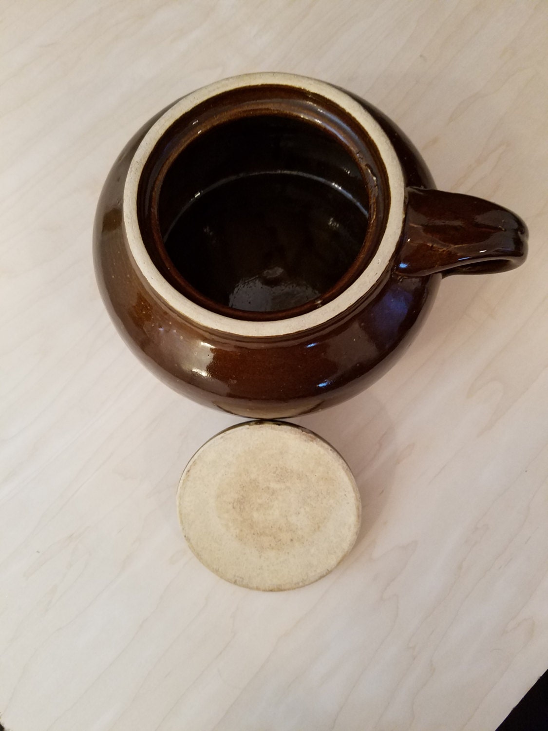 Brown Stoneware One Handle Crock With Lid Number 2 - Etsy