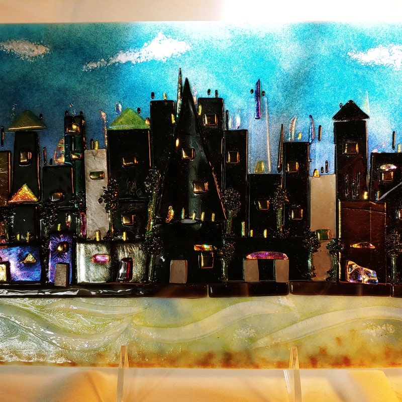 Fused Glass Cityscape - Etsy