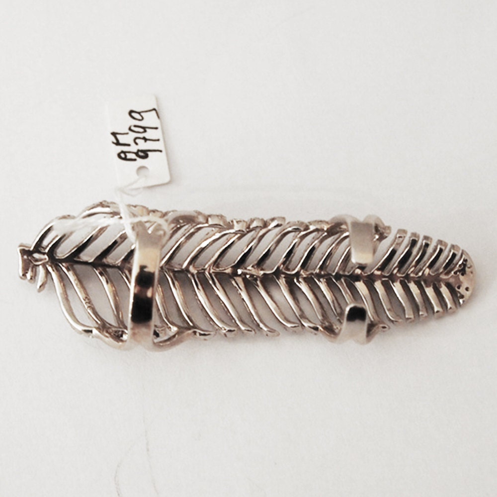 Feather Armor Ring 925 Silver and Zirconium Crystal - Etsy