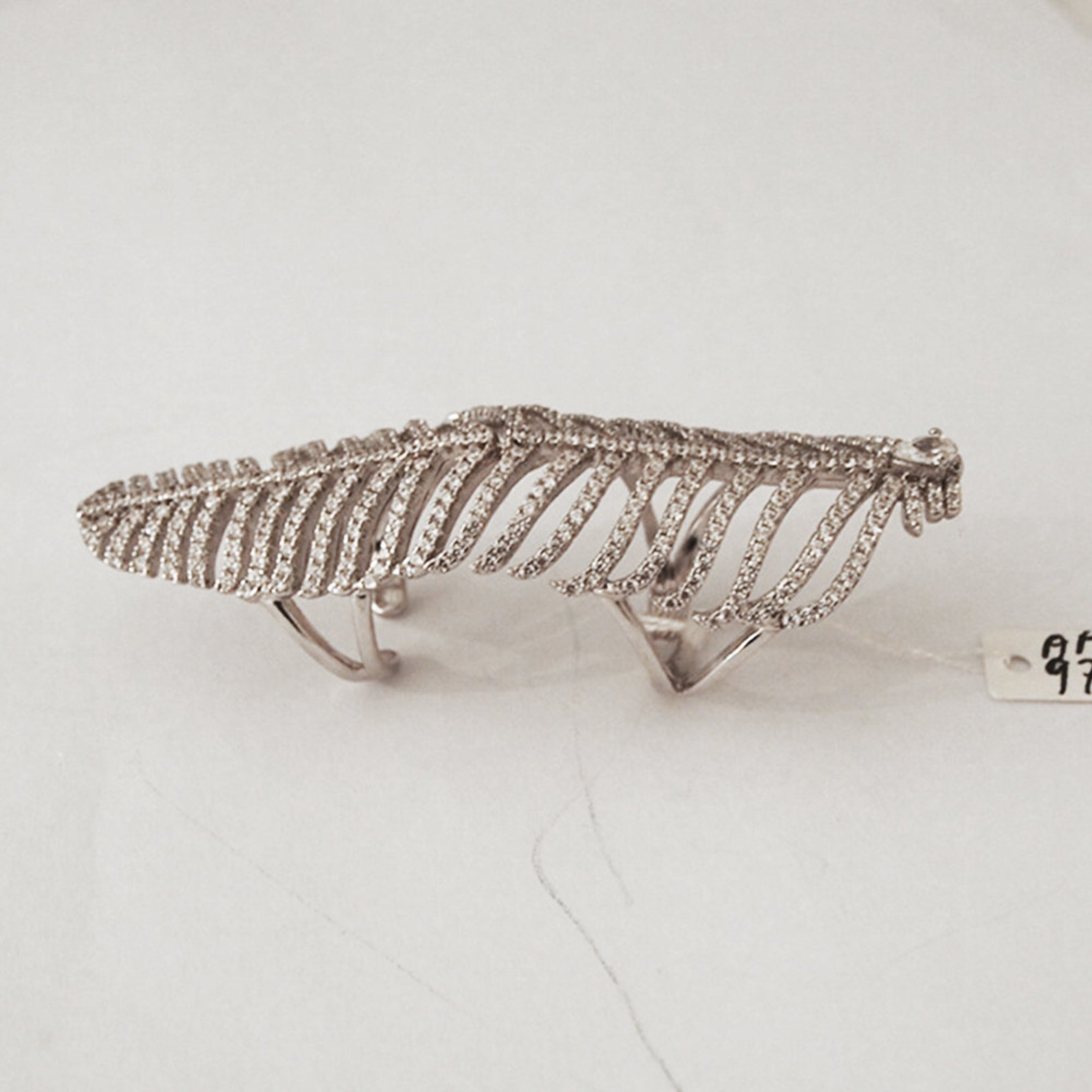 Feather Armor Ring 925 Silver and Zirconium Crystal - Etsy
