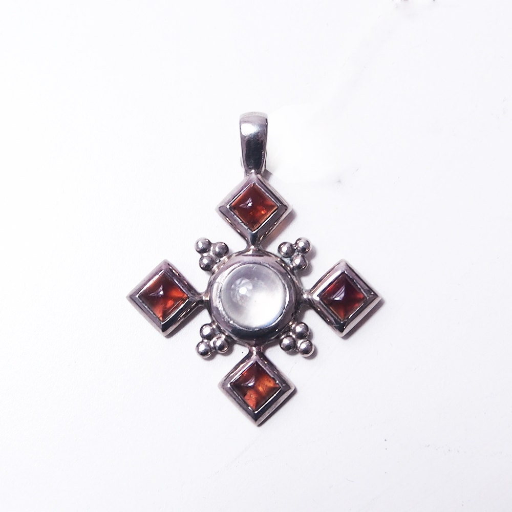 925 Sterling Silver Maltese Cross With Stone - Etsy