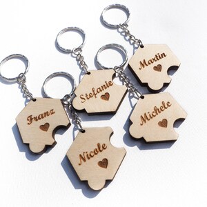 REAL WOOD Bee Comb Best Friend Keychain Set-set of 5 Puzzle Piece ...