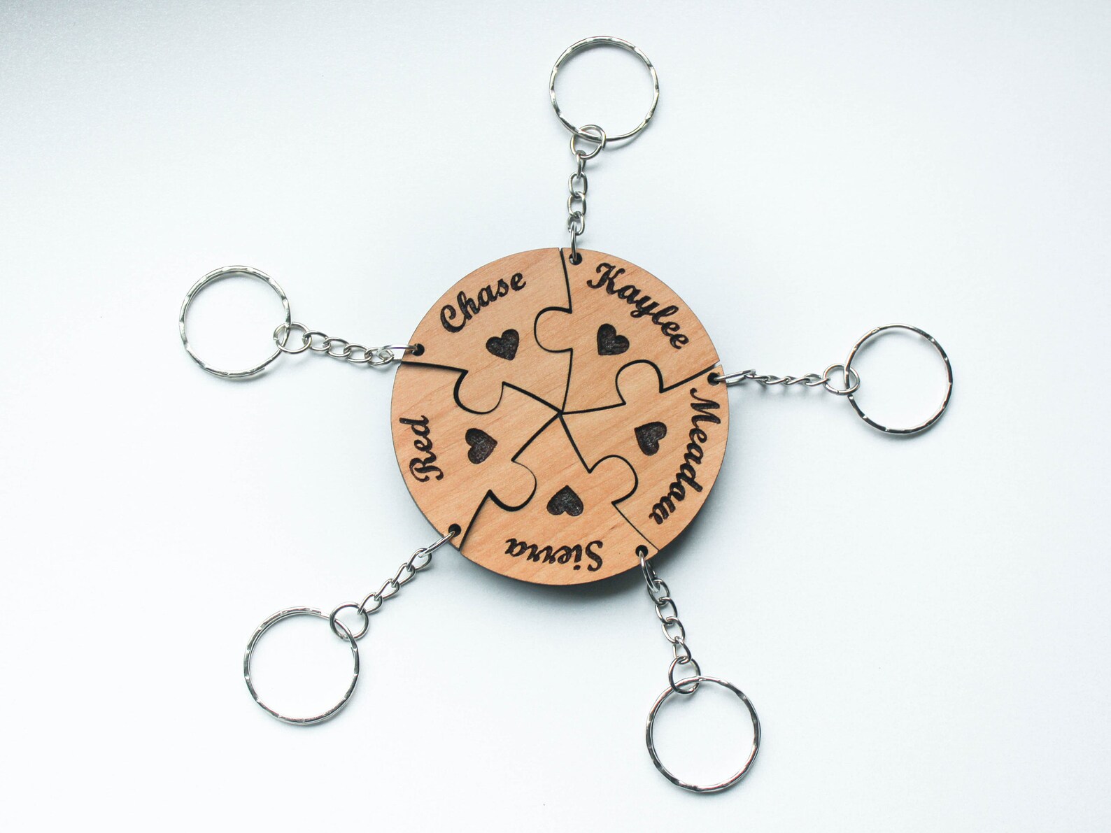 REAL WOOD Black Alder Best Friend Key Chain Set-set of 5 | Etsy