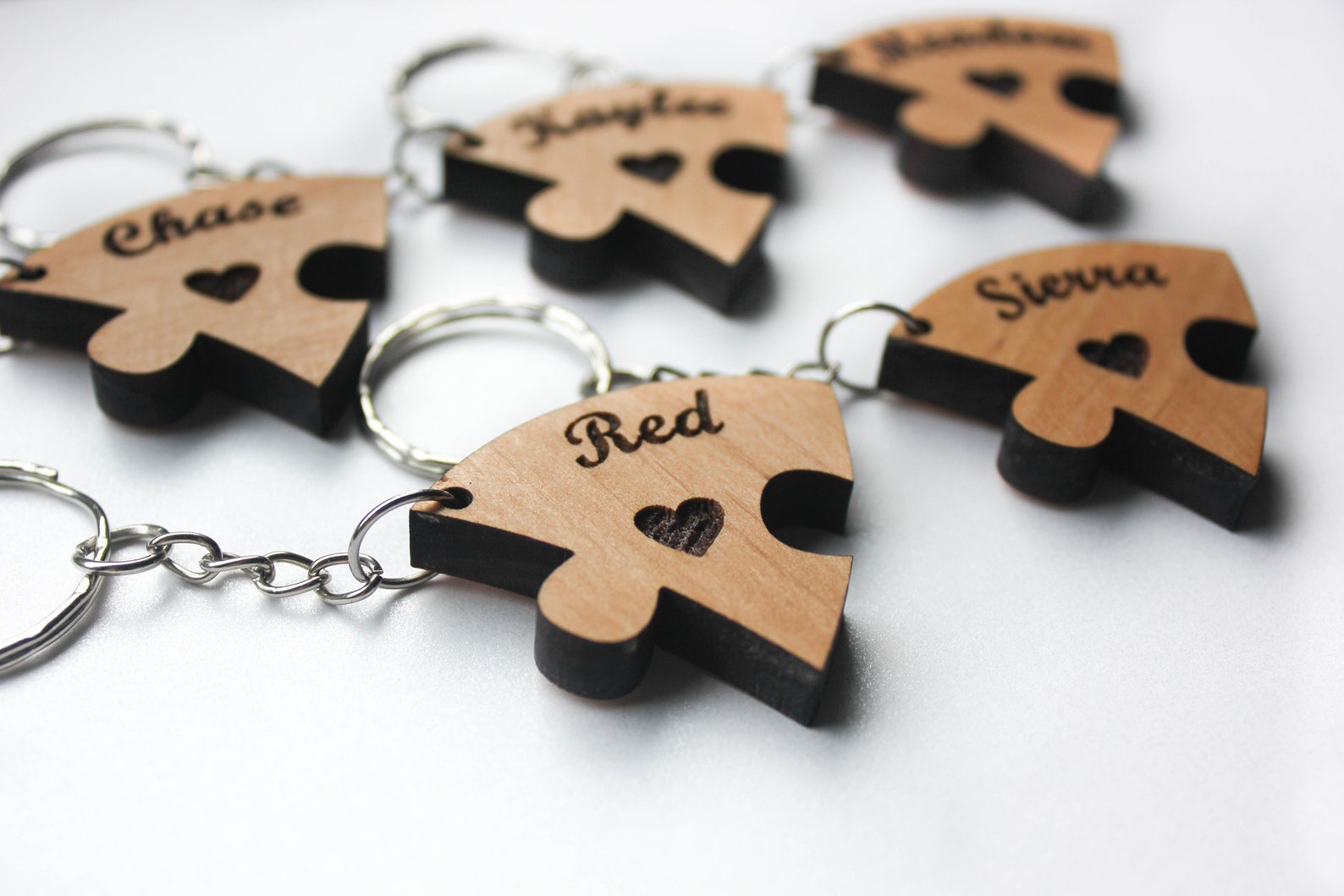 REAL WOOD Black Alder Best Friend Key Chain Set-set of 5 | Etsy