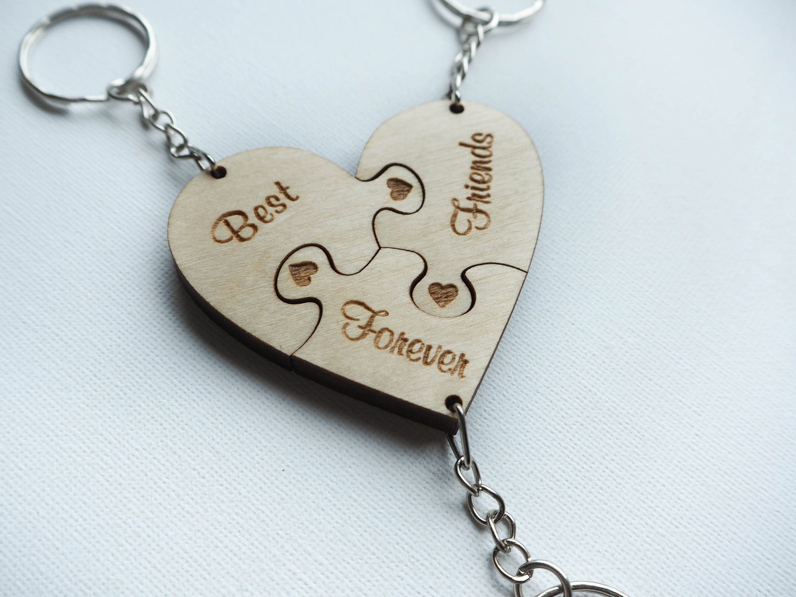 REAL WOOD Best Friend Key Chain Set-set of 3 Puzzle Piece Keychains ...