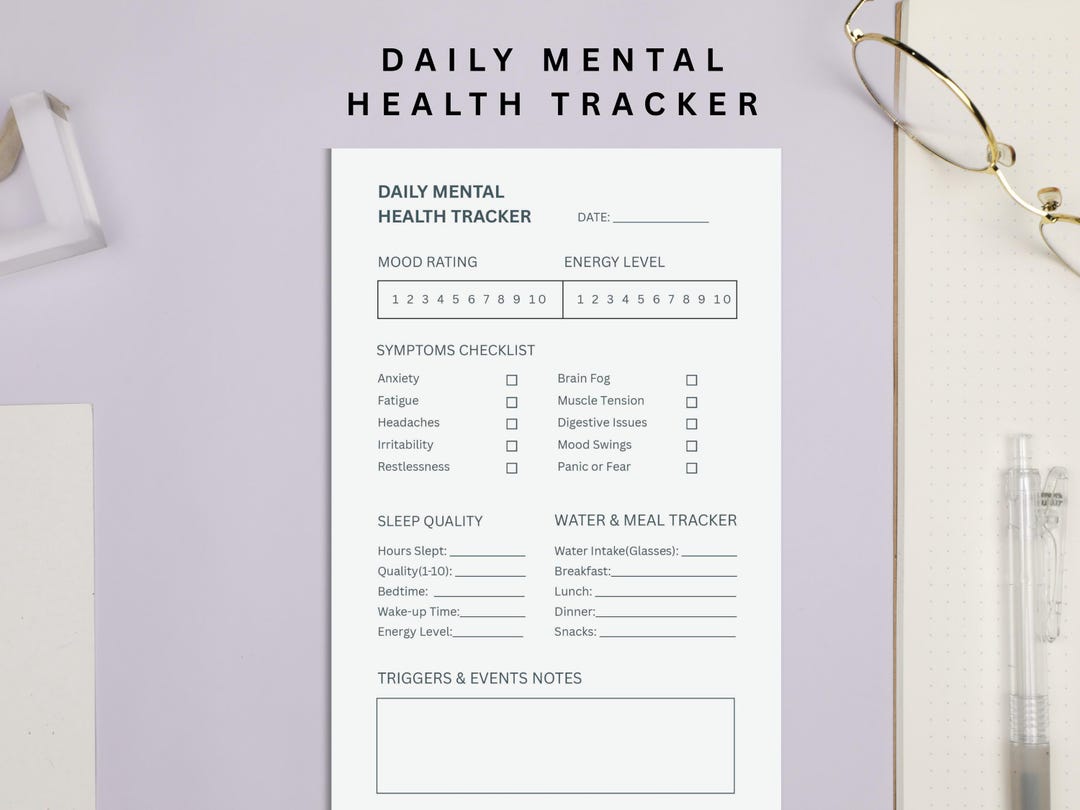 Daily Mental Health Tracker | Printable Mood and Energy Log | Self-care ...