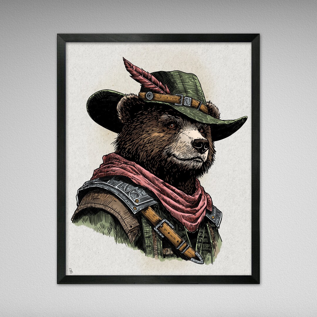 Little John Bear Illustration Vintage Style Print - (various Sizes) - Etsy