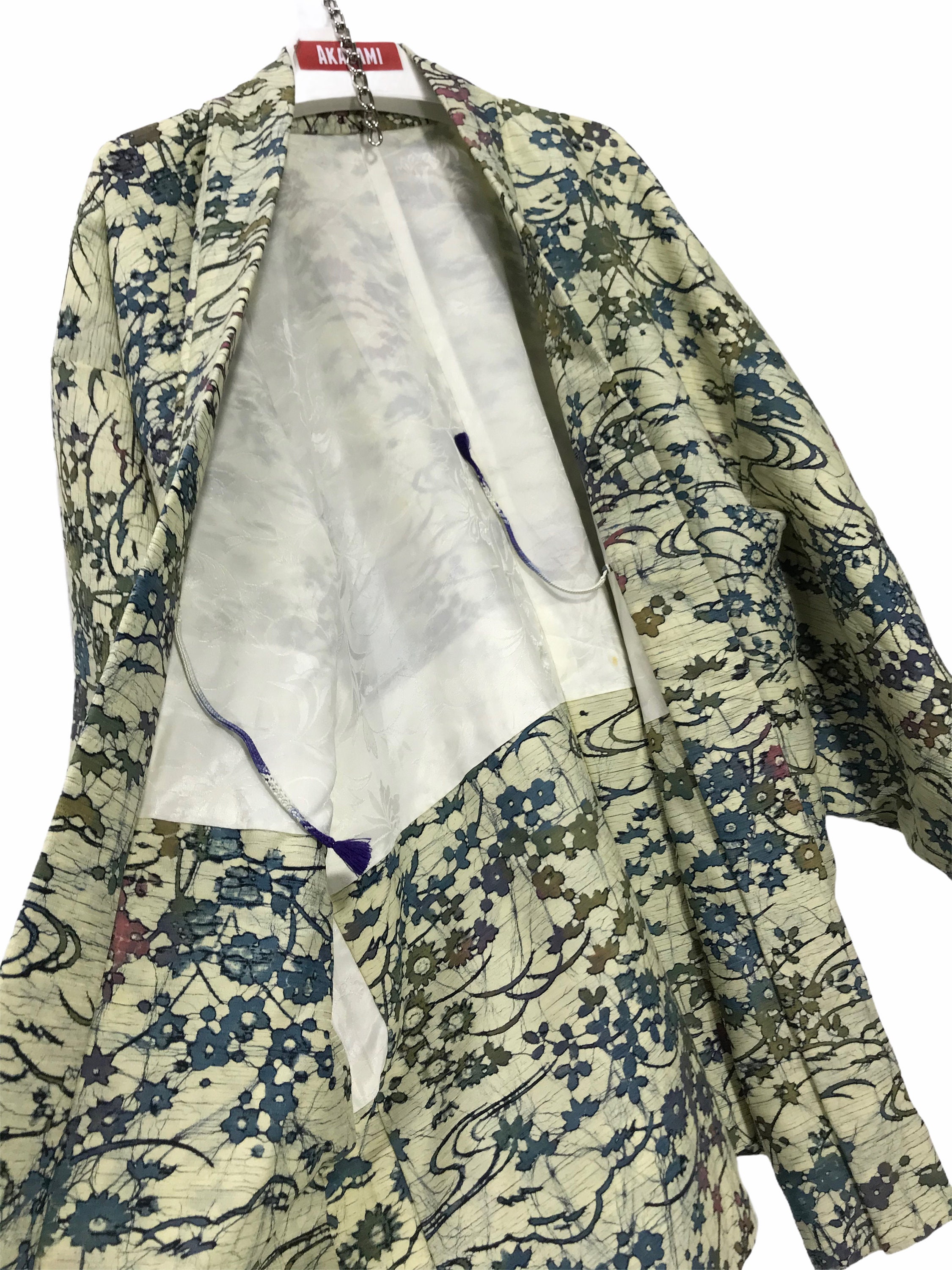 Made in Japan Vintage Haori Wool Japanese Florals Patterns Drawstrings ...