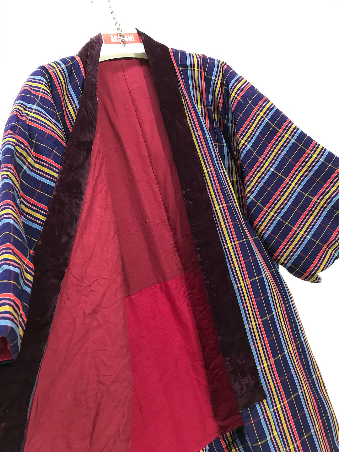 Made in Japan Vintage Hanten Jacket Padding Wadded Multi Colour Striped ...