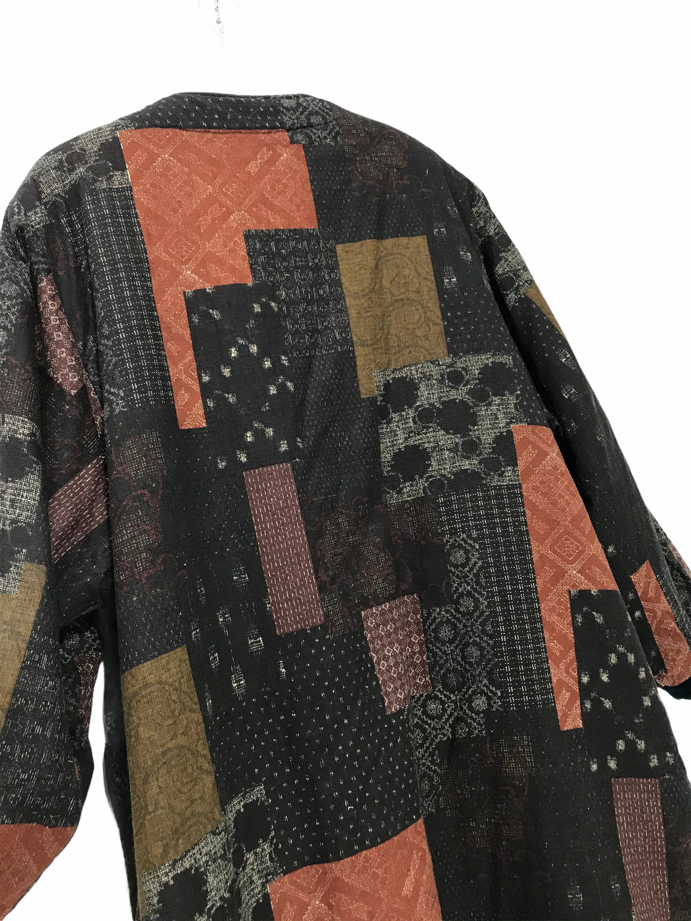 Made in Japan Vintage Full Sherpa Long Jacket Patchwork Printed ...
