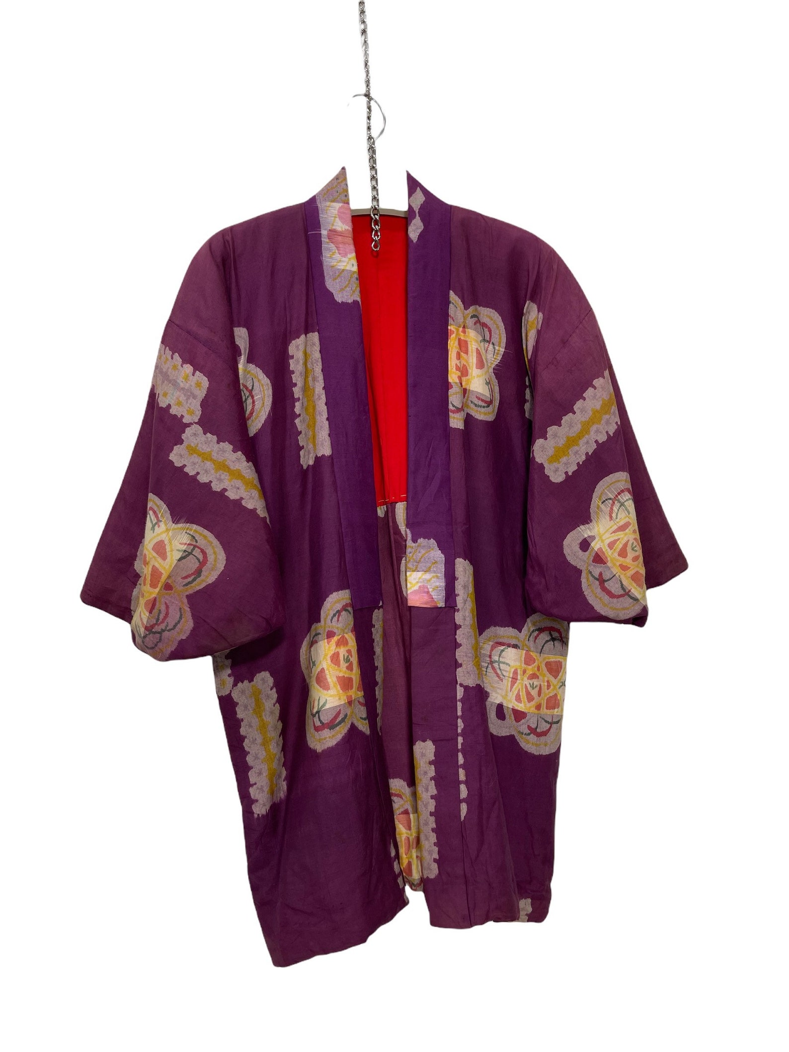 Made in Japan Vintage Hanten Purple Jacket Padding Wadded Kasuri Ikat ...