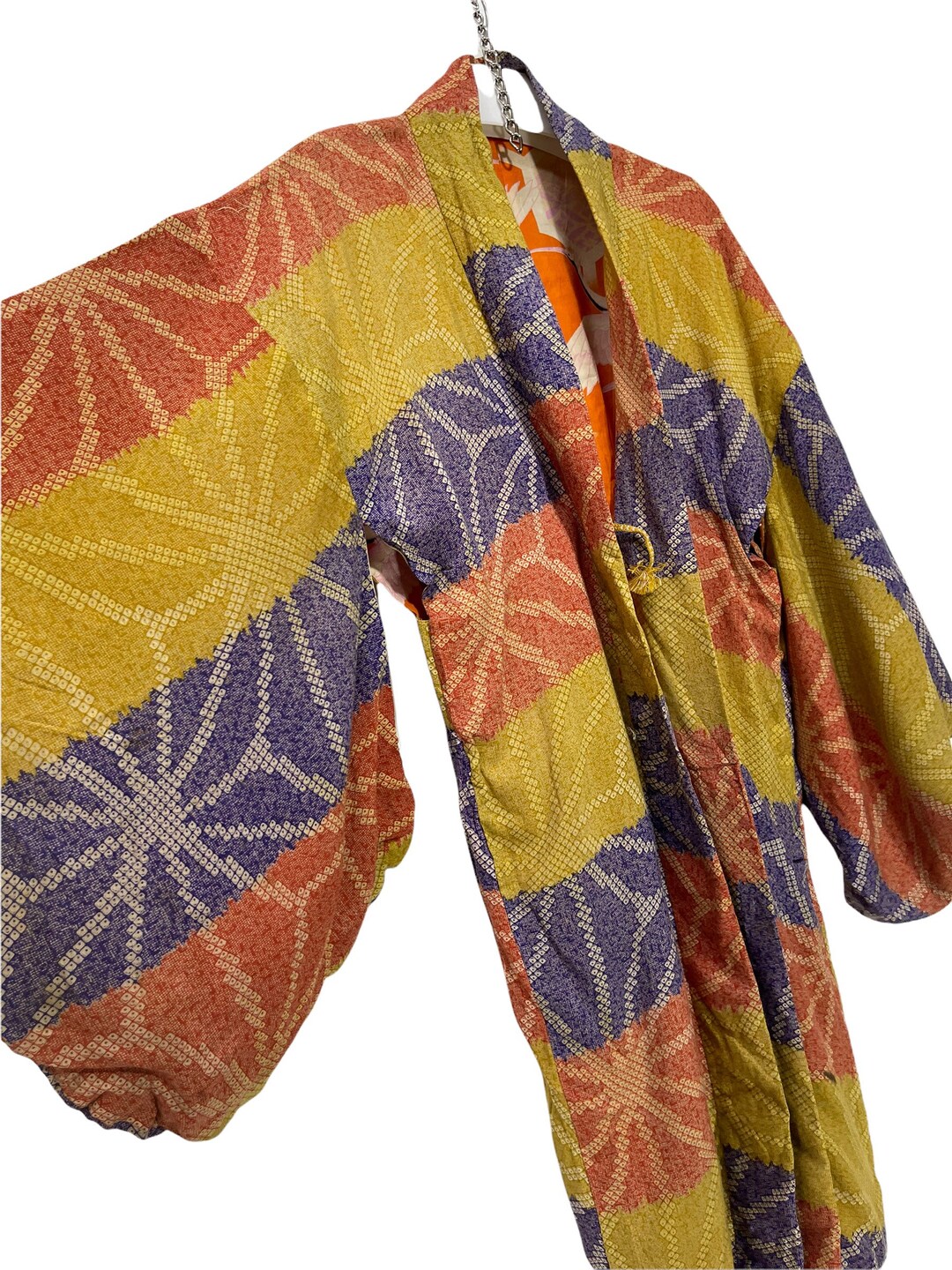 Made in Japan Vintage Showa Taisyo Haori Rayon Japanese Art Shibori Tie ...