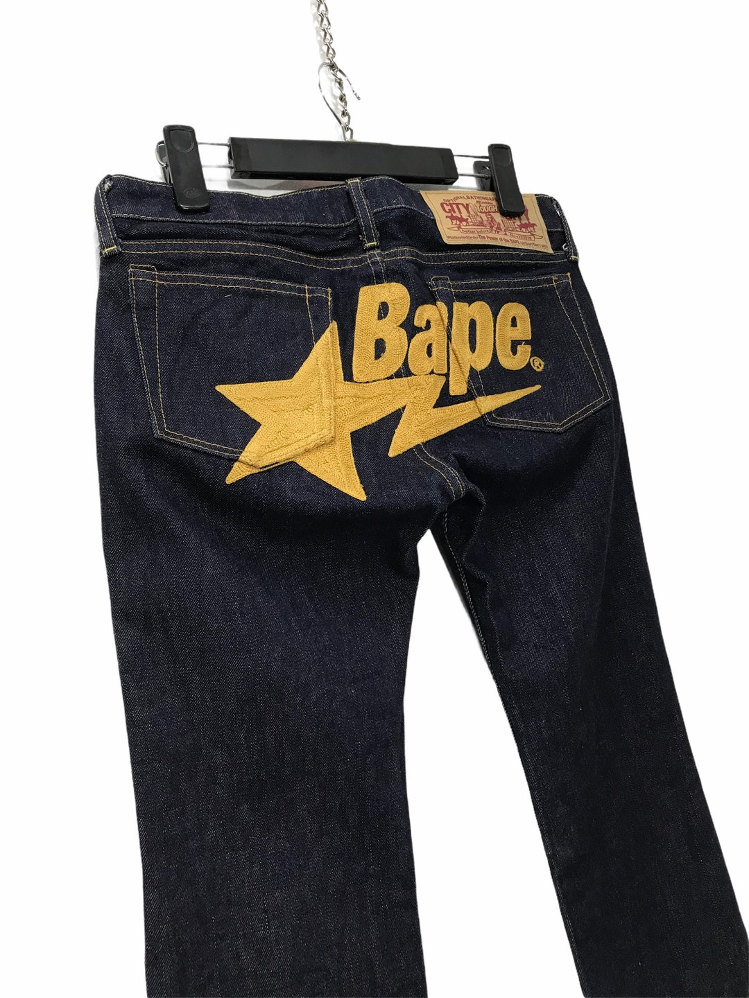 Rare Bapesta Chain Embroydery Bathing Ape Nigo Era Denim Pant Like New ...