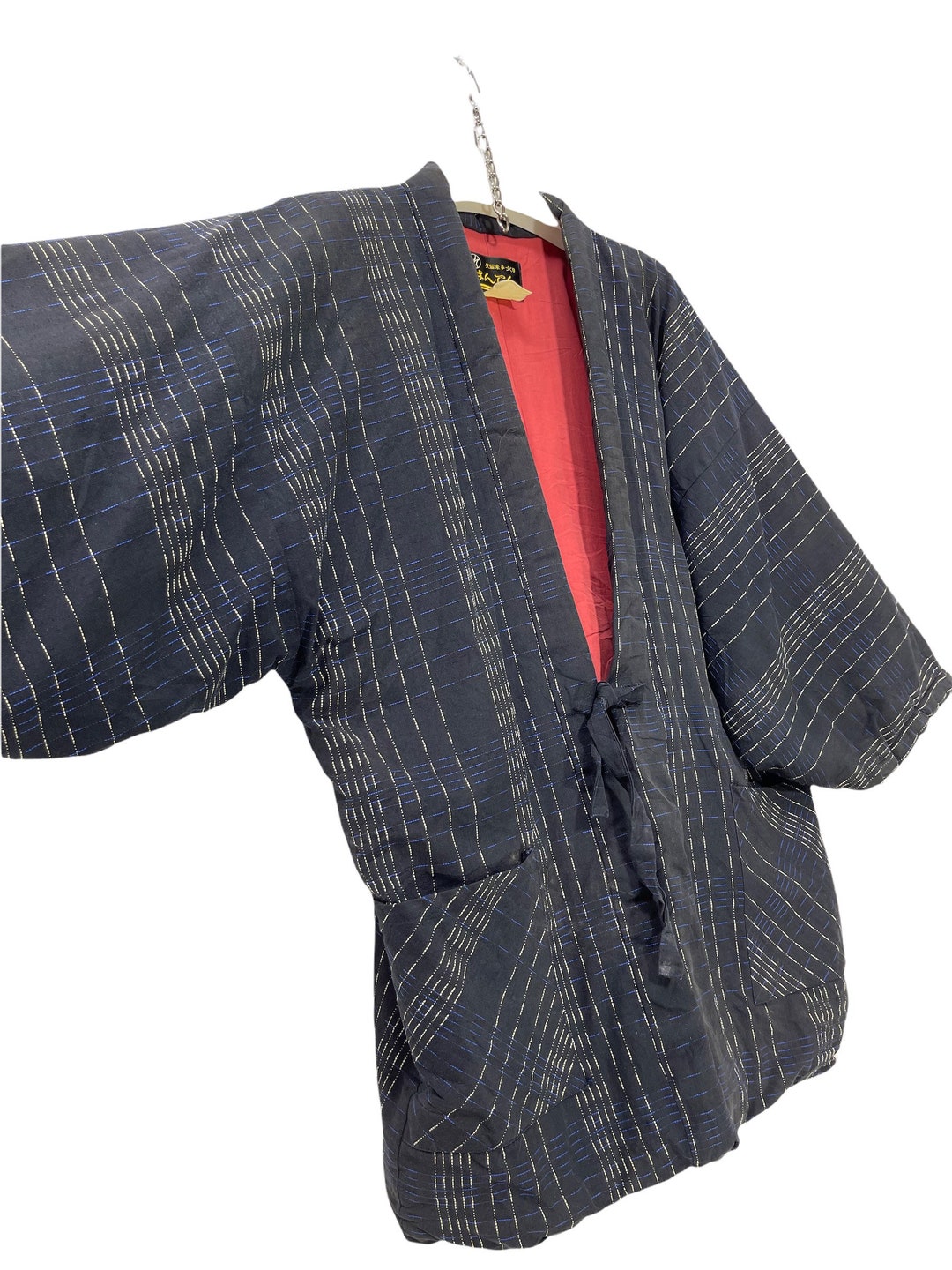 Made in Japan Vintage Hanten Jacket Padding Wadded Full Sashiko Striped ...
