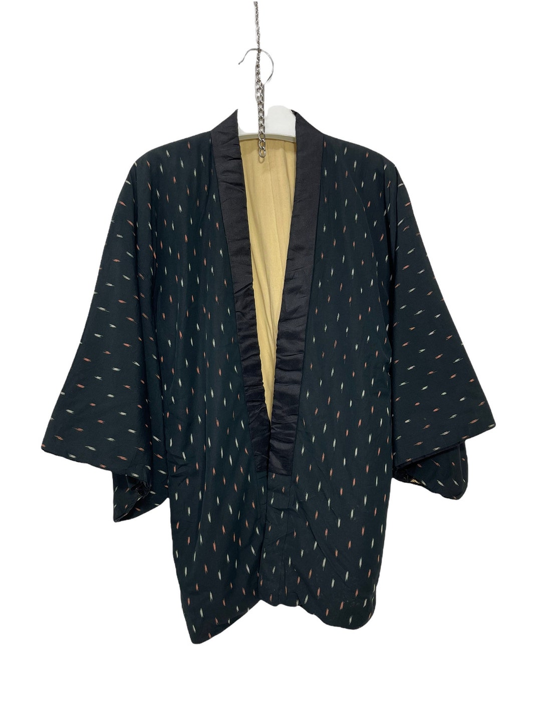 Made in Japan Vintage Hanten Silk Jacket Padding Wadded Dark Green Full ...