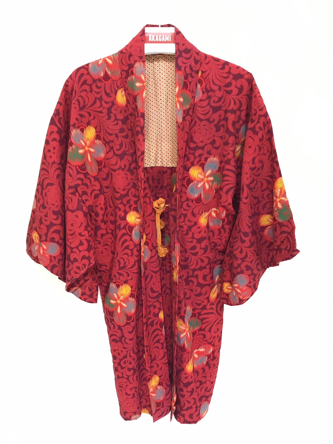 Made in Japan Vintage Haori Silk Light Jacket Fullprinted Asian Florals ...