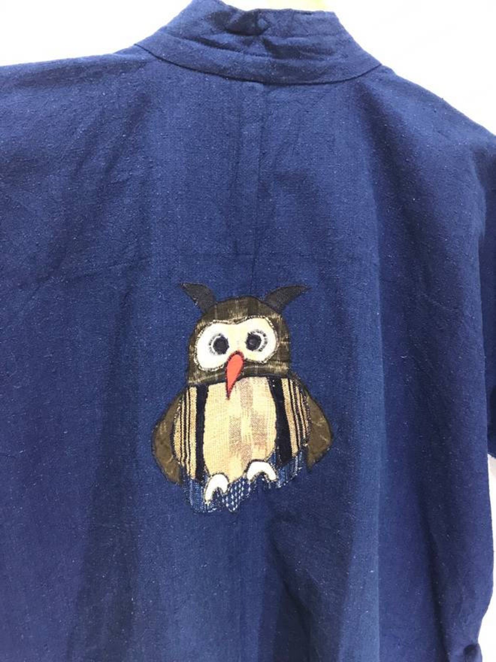 Haori Kimono Noragi Indigo Blue Embroidery Sweet Baby Owl - Etsy