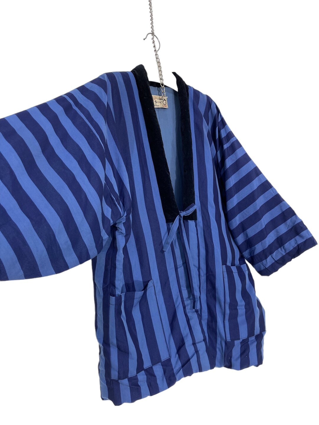 Made in Japan Hanten Jacket Padding Wadded Full Border Striped Pattern ...