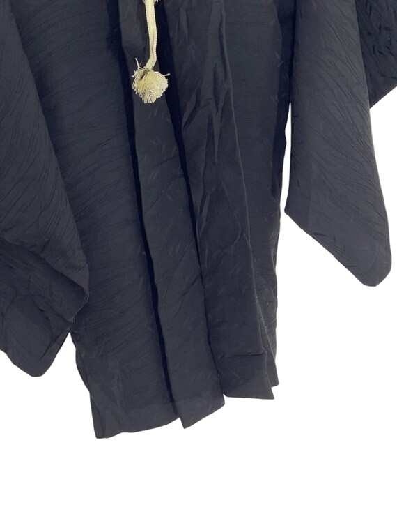Vintage Showa Haori Black Silk Kimono Patterns Ties K… - Gem