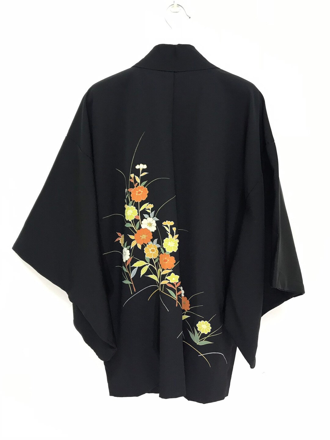 Made in Japan Vintage Haori Silk Light Jacket Printed Drawstring Kimono ...