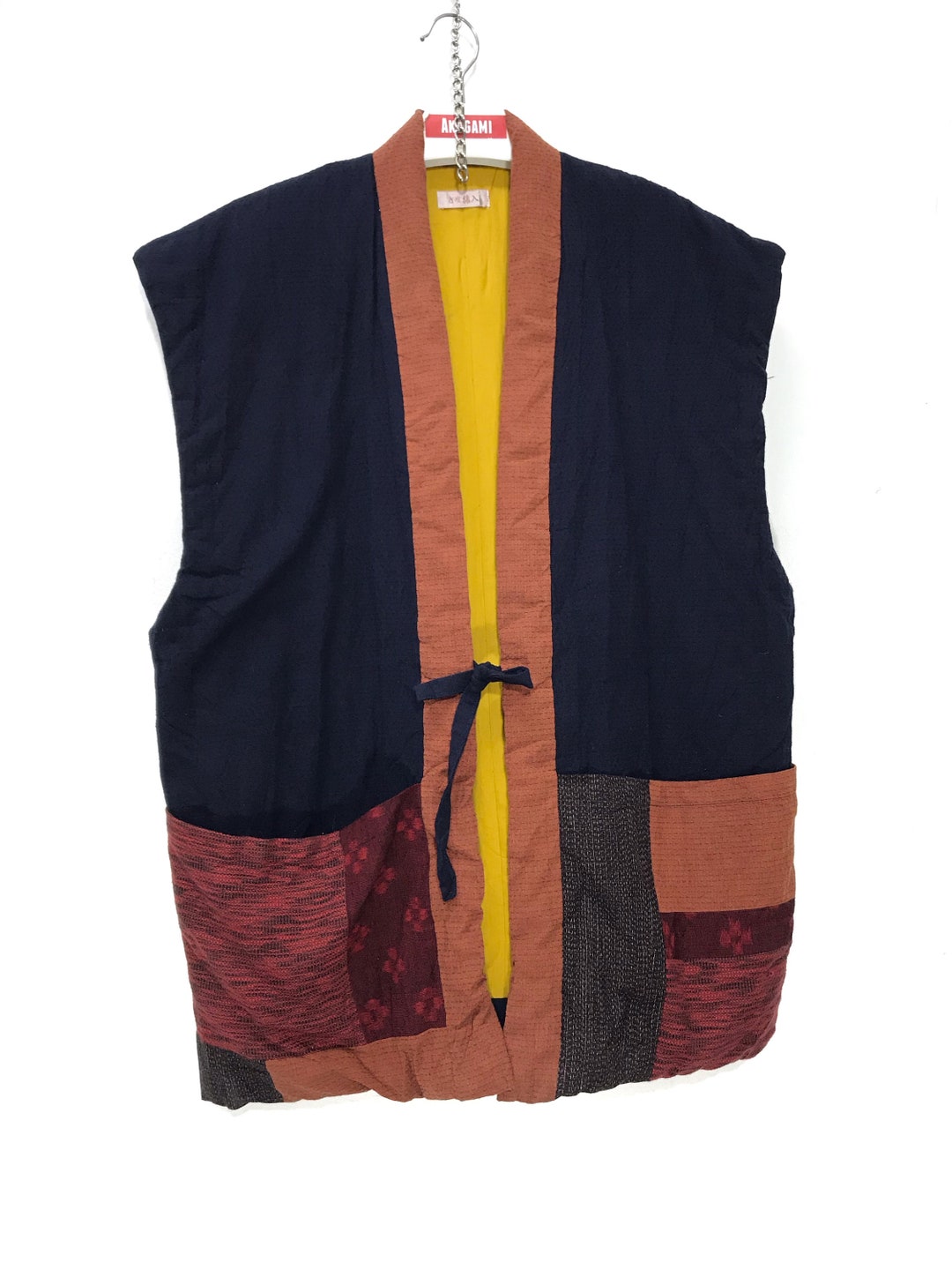 Buy Made in Japan Vintage Hanten Vest Cotton Jacket Real Patchwork ...