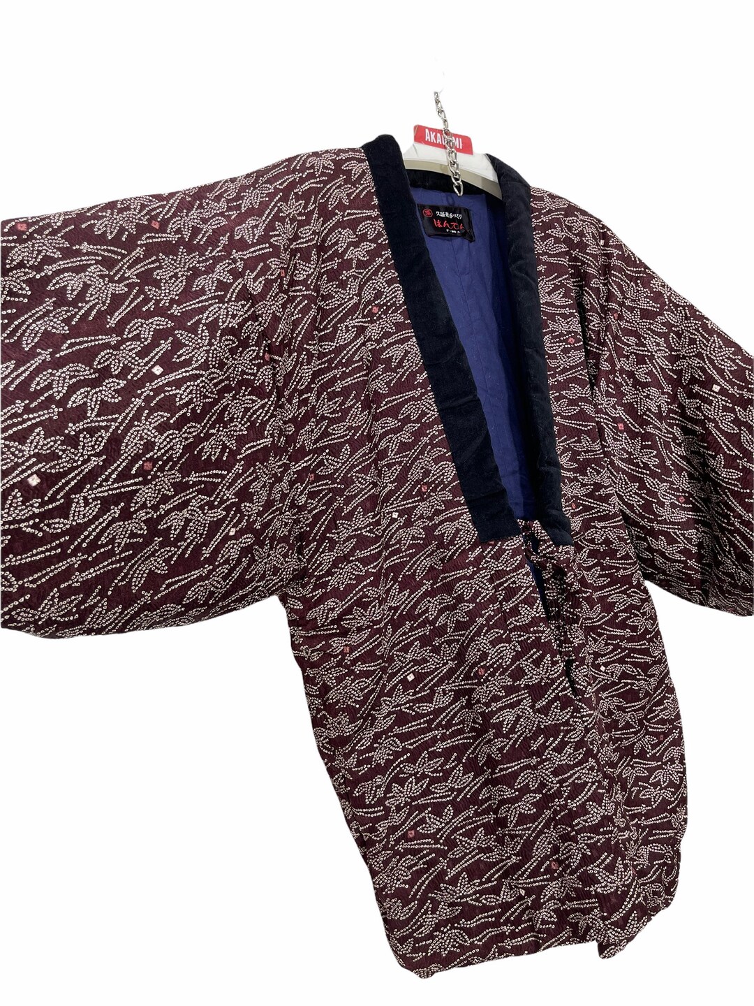 Made in Japan Vintage Hanten Jacket Padding Wadded Brown Shibori Tie ...