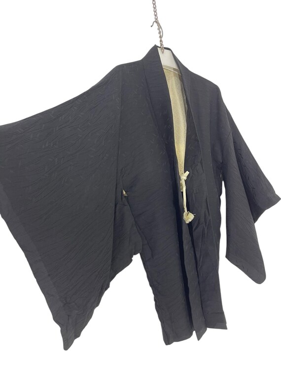 Vintage Showa Haori Black Silk Kimono Patterns Ties K… - Gem