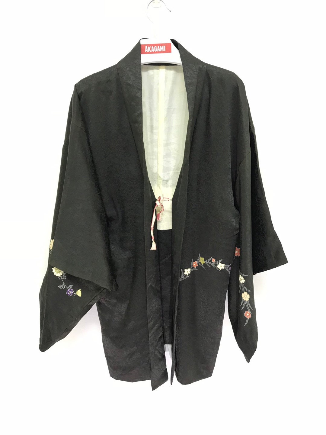 Hecho en Japón Vintage Haori chaqueta de seda negro asiático - Etsy España