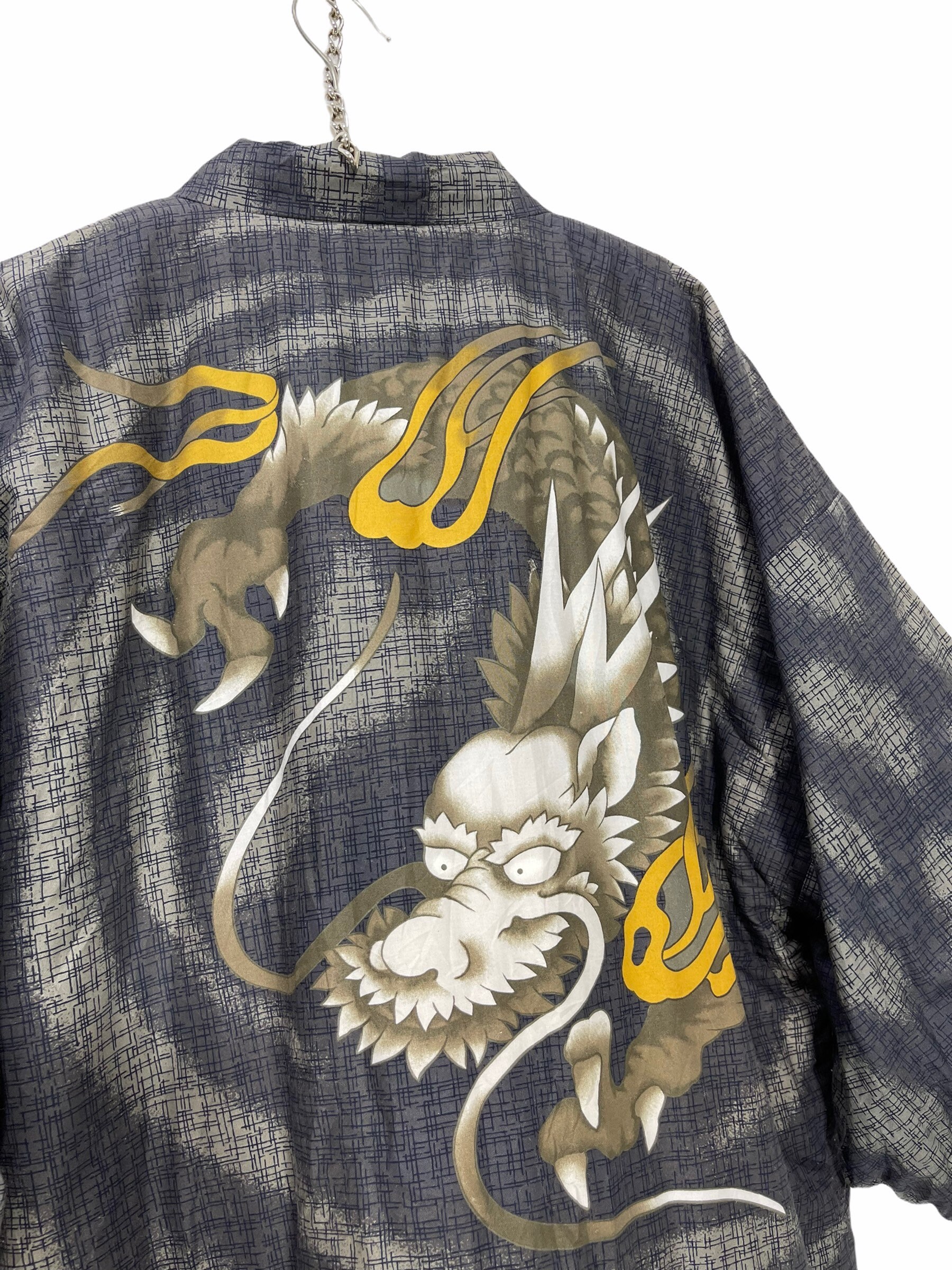 Made in Japan Vintage Hanten Jacket Padding Wadded Dragons Printed Camo ...