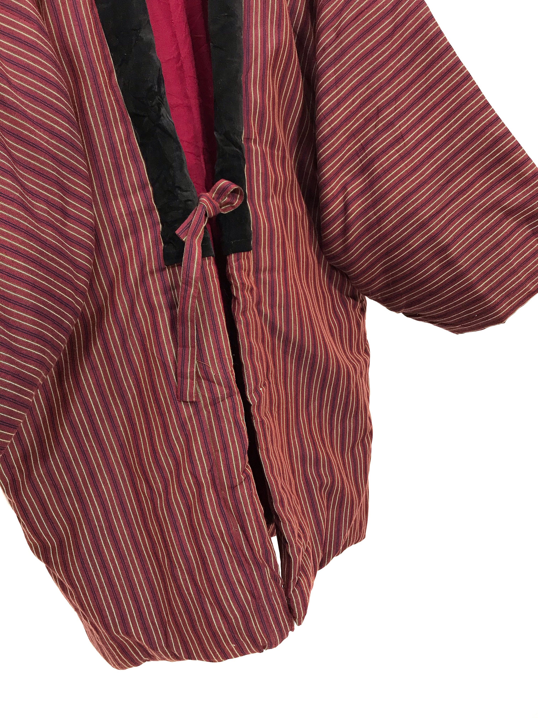 Made in Japan Vintage Hanten Jacket Padding Wadded Striped Patterns ...