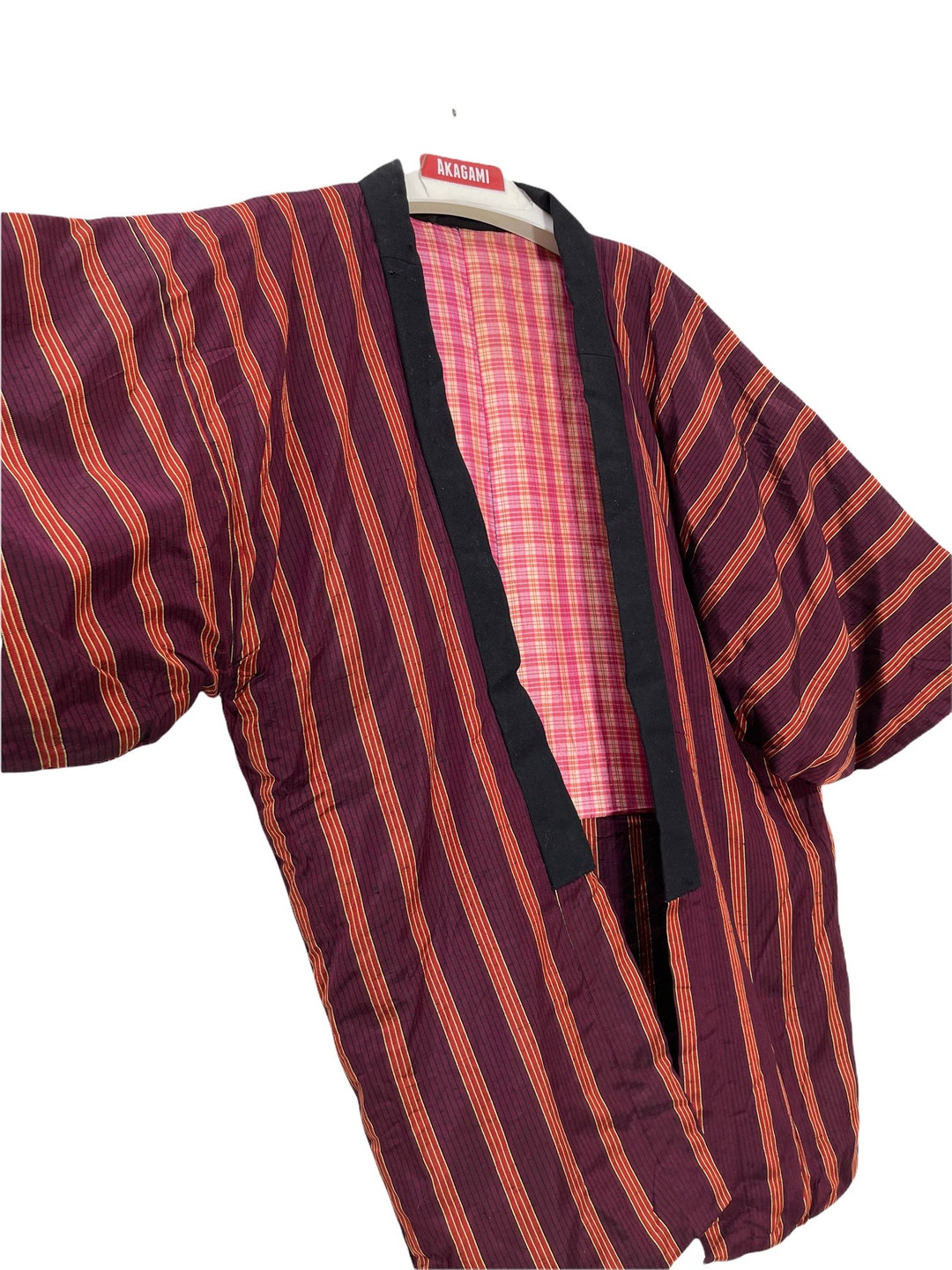 Made in Japan Vintage Hanten Jacket Padding Wadded Border Striped ...