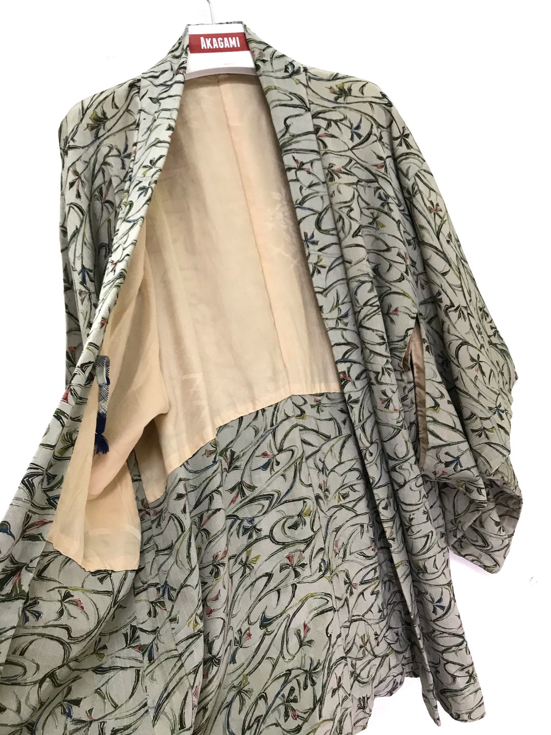 Made in Japan Vintage Haori Silk Kimono Light Jacket Asian Florals ...