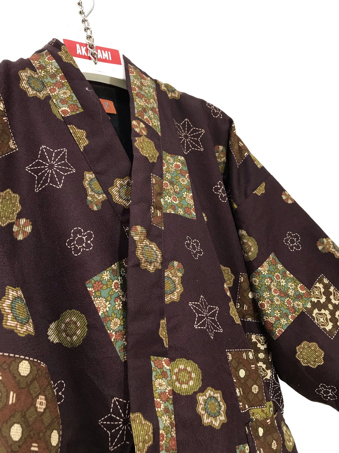 Hanten Jacket Padding Wadded Multi Colour Patchwork Pattern Style ...