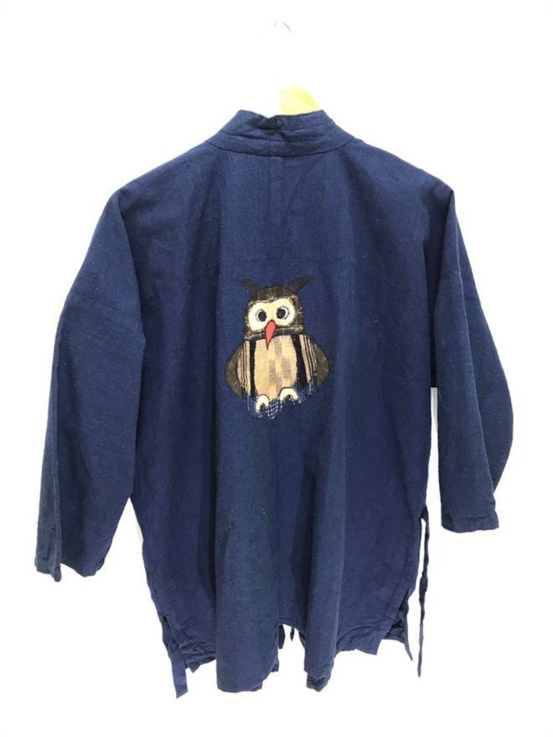 Haori Kimono Noragi Indigo Blue Embroidery Sweet Baby Owl - Etsy