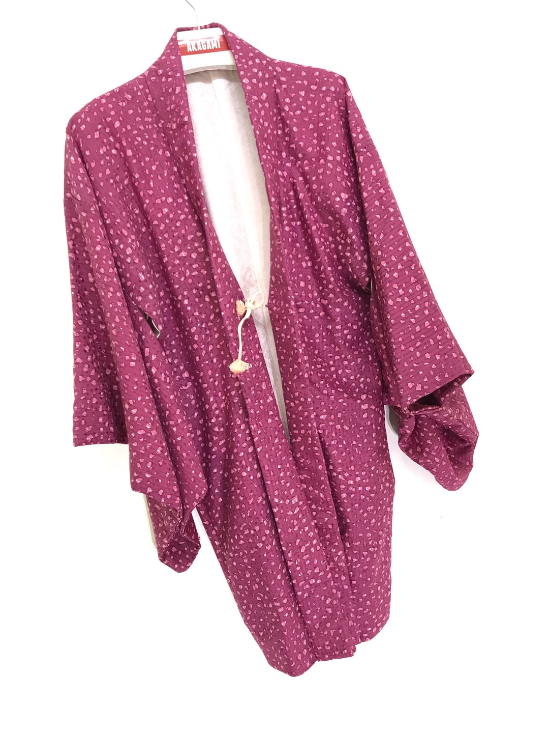 Made in Japan Vintage Haori Silk Light Jacket Drawstrings Fullprinted ...