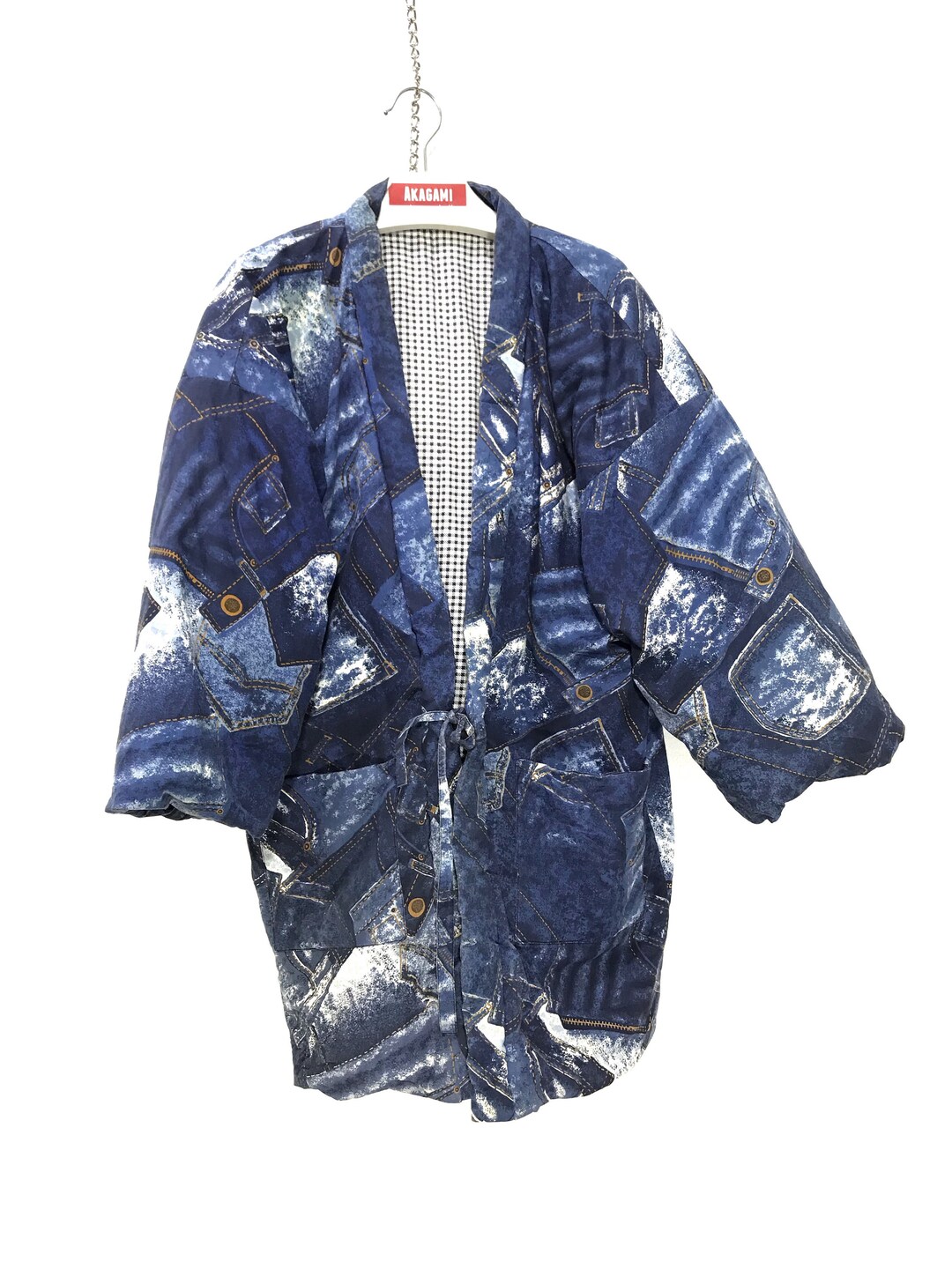 Vintage Hanten Jacket Padding Wadded Denim Fullprinted Drawstring ...