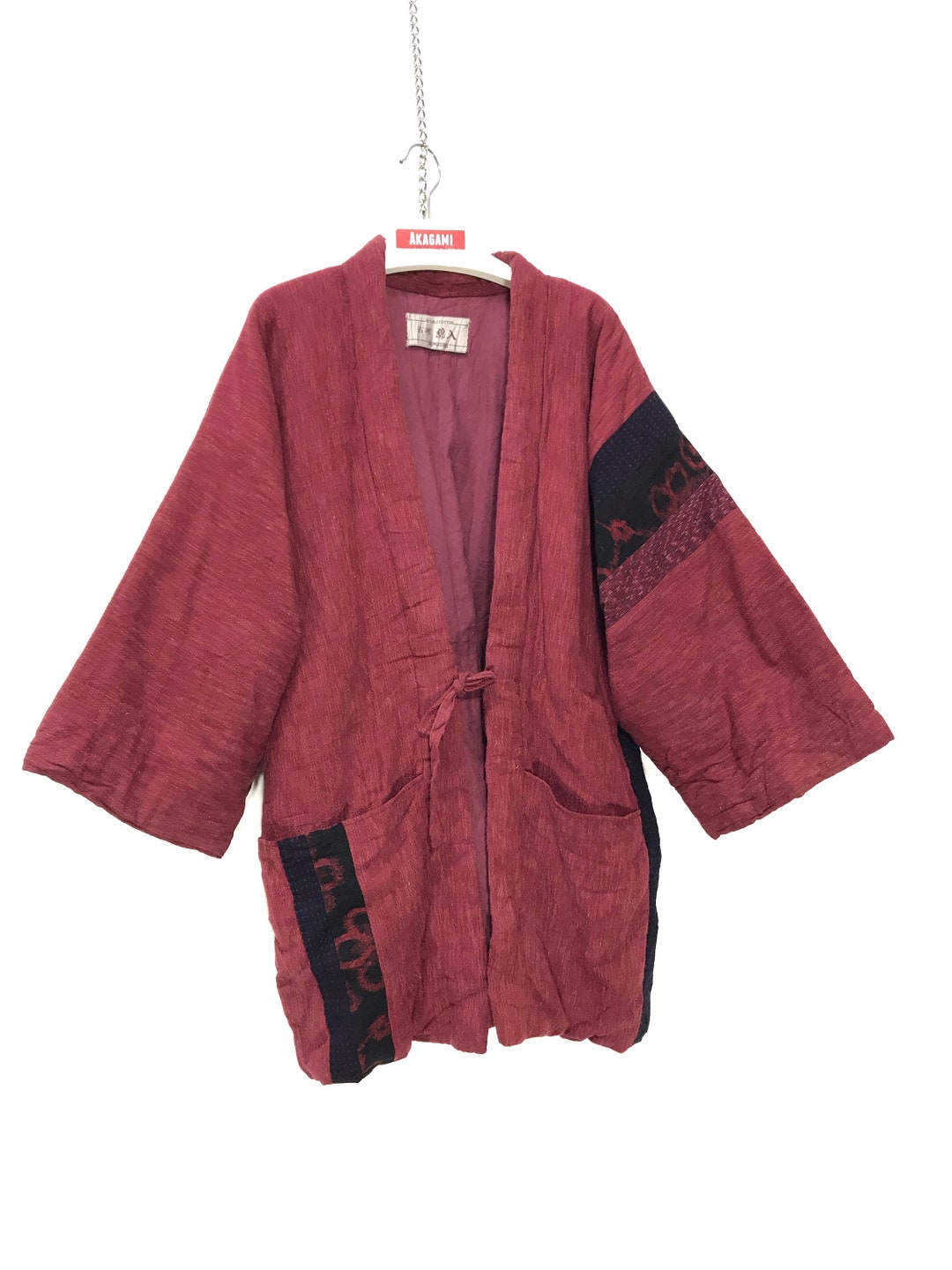 Made in Japan Vintage Hanten Jacket Padding Wadded Red Patchwork Hagi ...