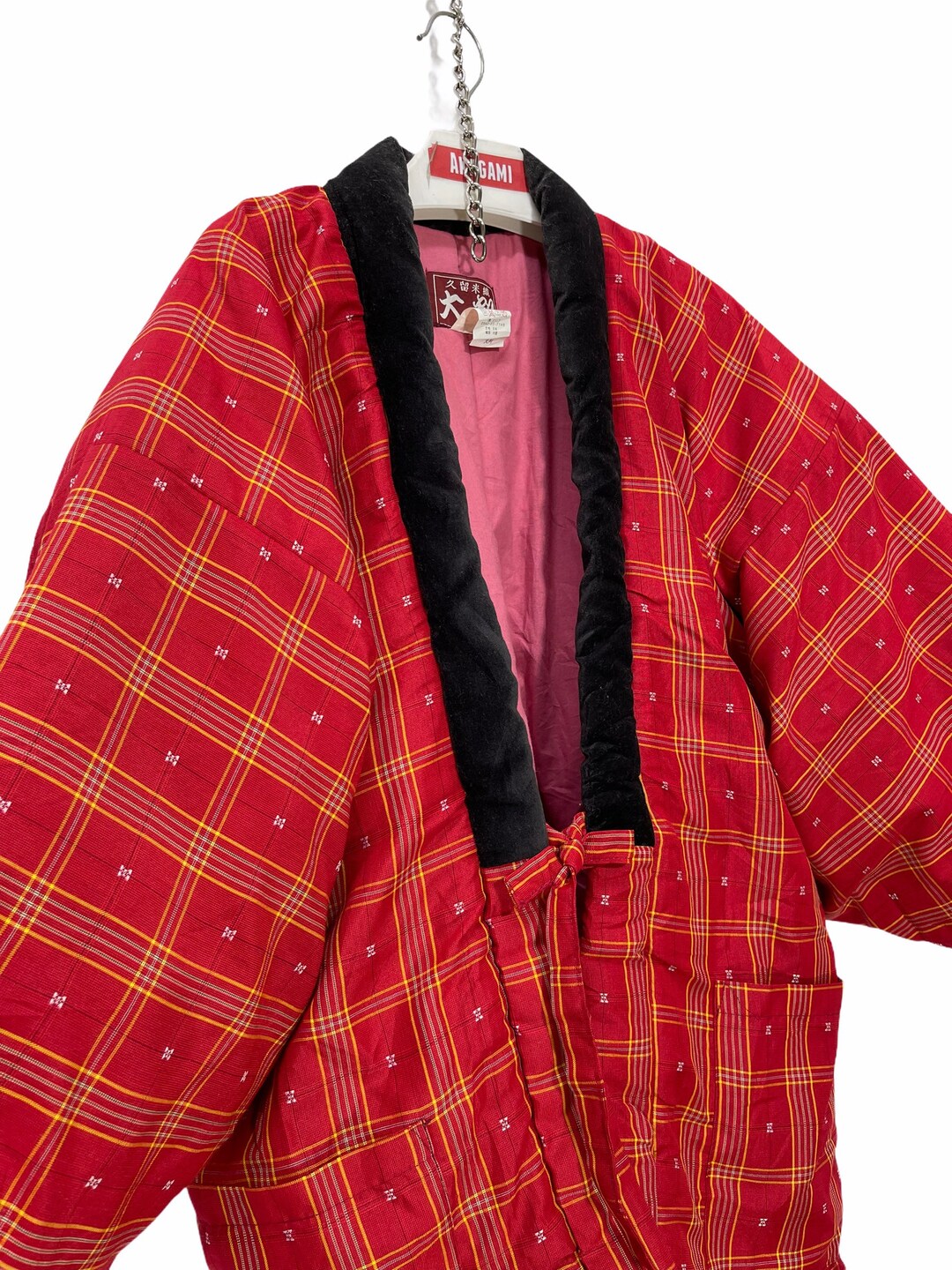 Made in Japan Vintage Hanten Jacket Padding Wadded Red Check Plaid ...