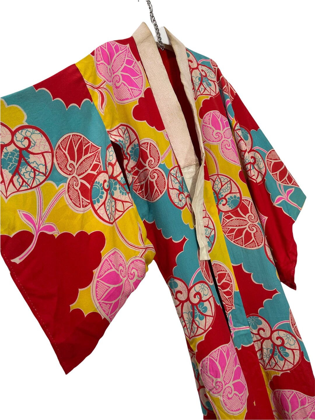 Made in Japan Vintage Old Thin Silk Juban Florals Pattern Kimono Robe ...