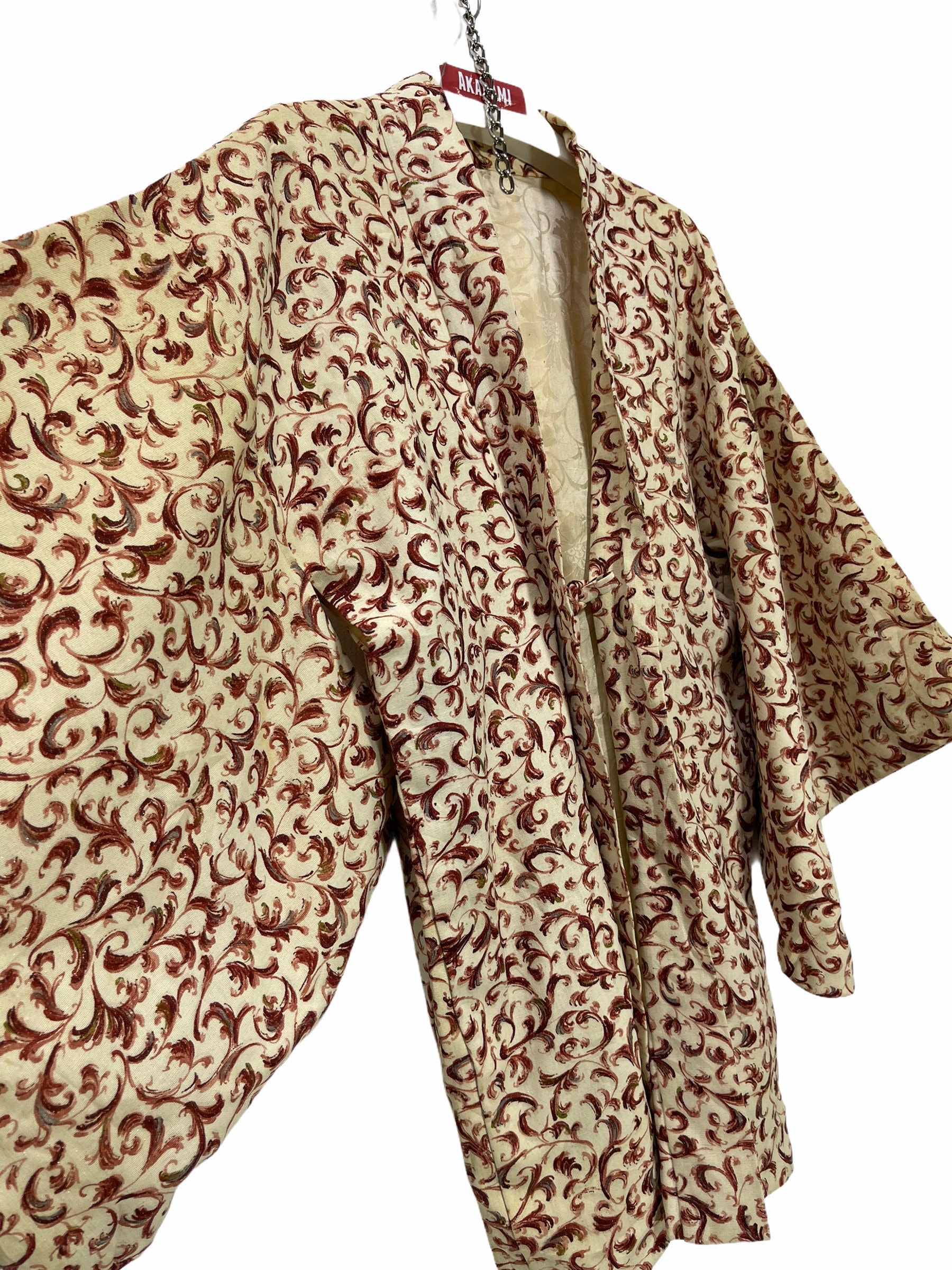 Made in Japan Vintage Haori Wool Full Fllrals Drawstring Kimono Light ...