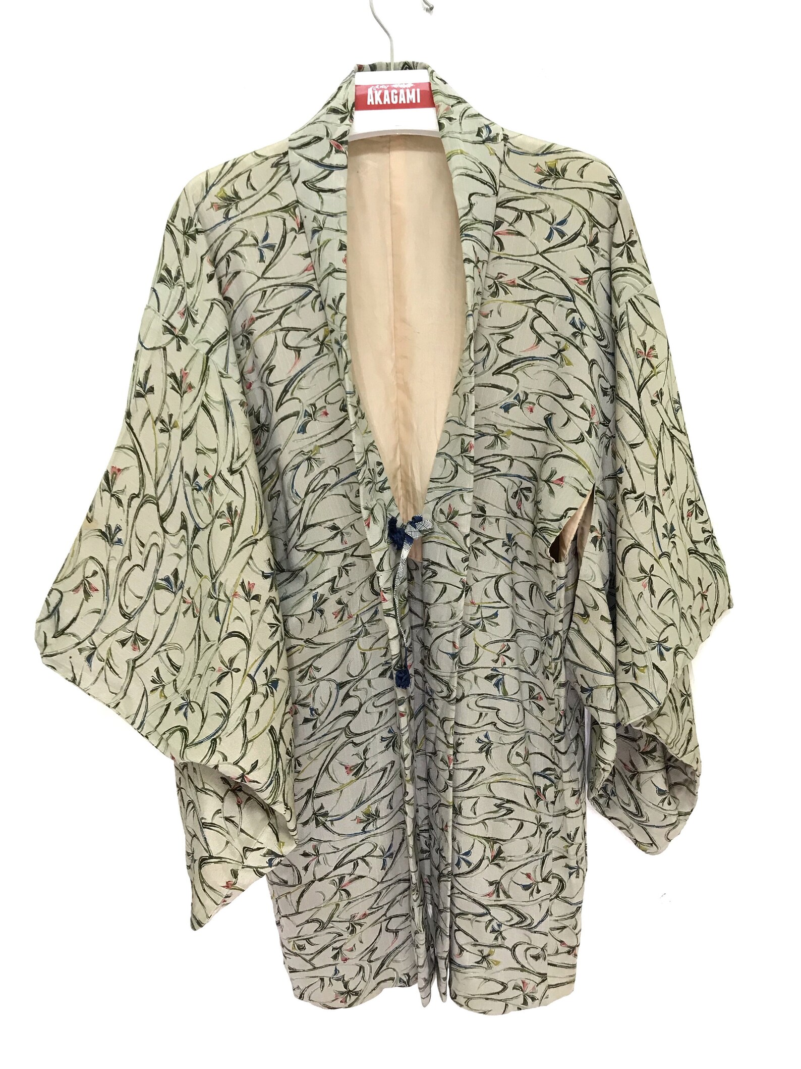 Made in Japan Vintage Haori Silk Kimono Light Jacket Asian Florals ...