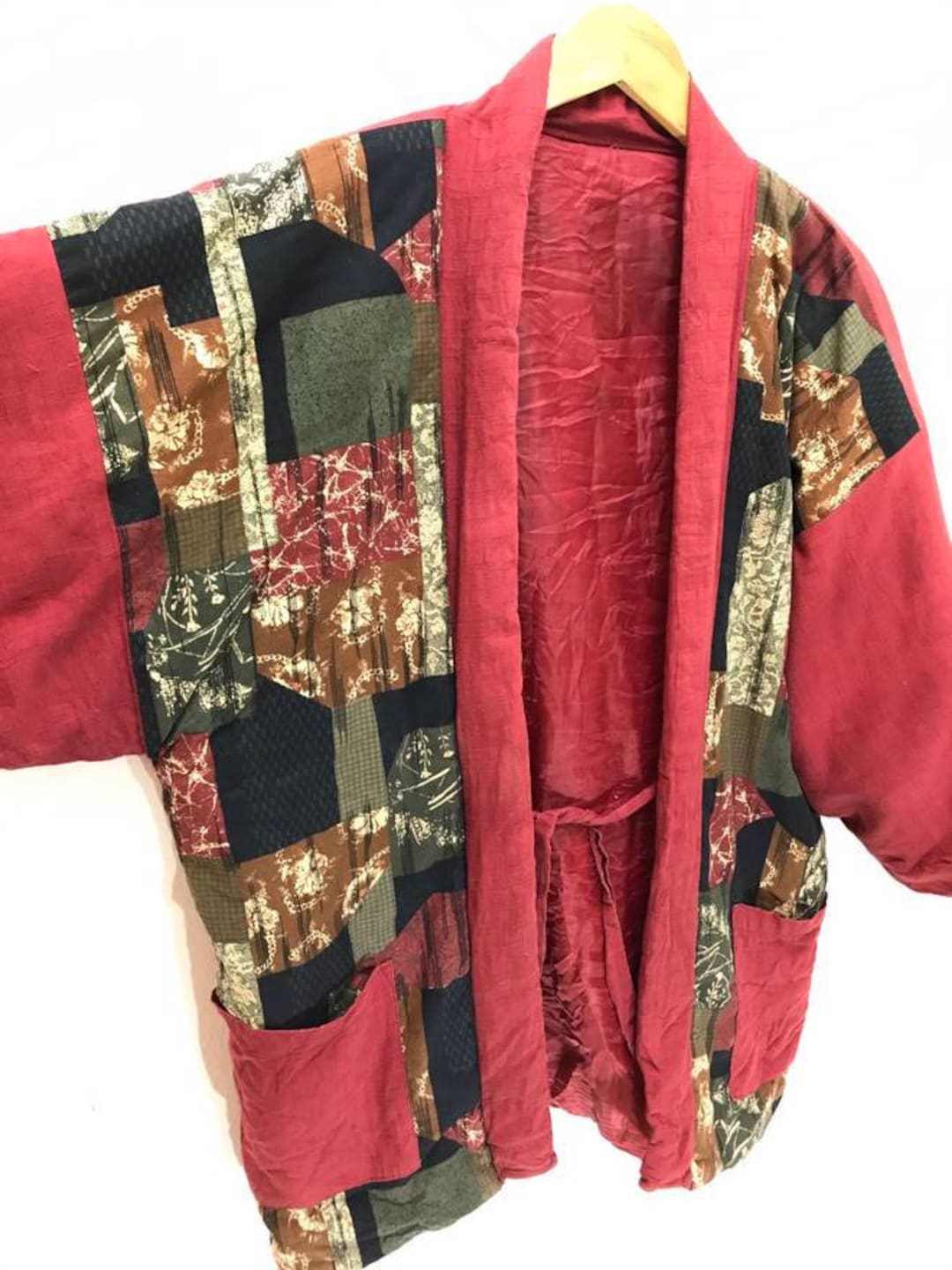 Hanten Kimono Padded Jacket Patchwork Pattern Printed - Etsy
